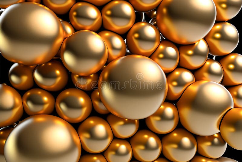 Abstract Pattern of Shiny Golden Spheres. Generative AI Stock ...