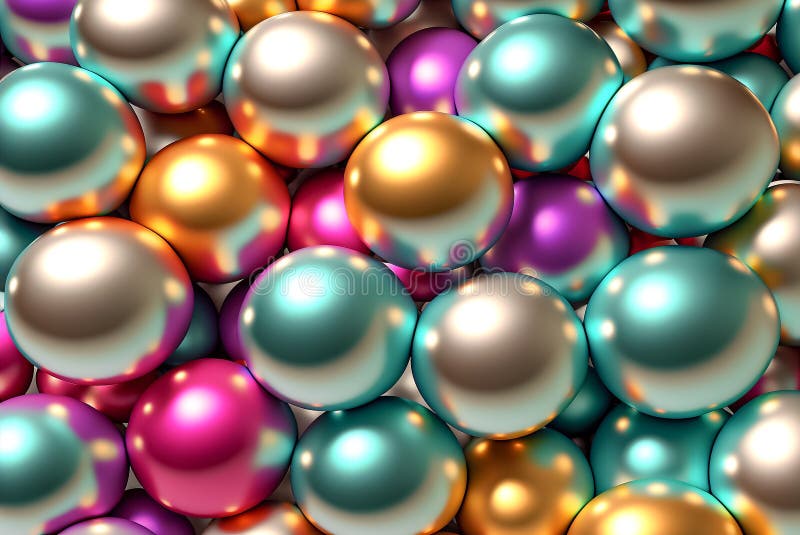 Abstract Pattern of Shiny Various Colorful Metallic Spheres. Generative ...