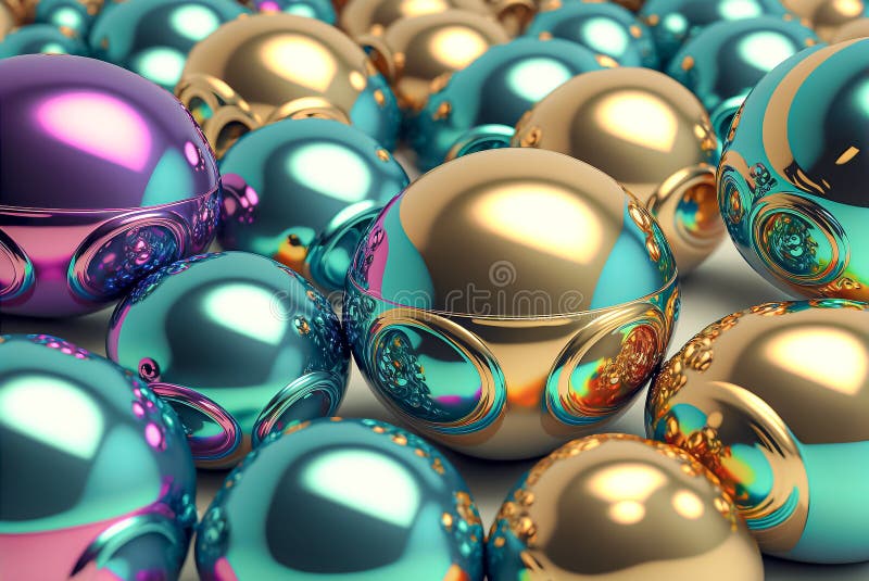 Abstract Pattern of Shiny Various Colorful Metallic Spheres. Generative ...