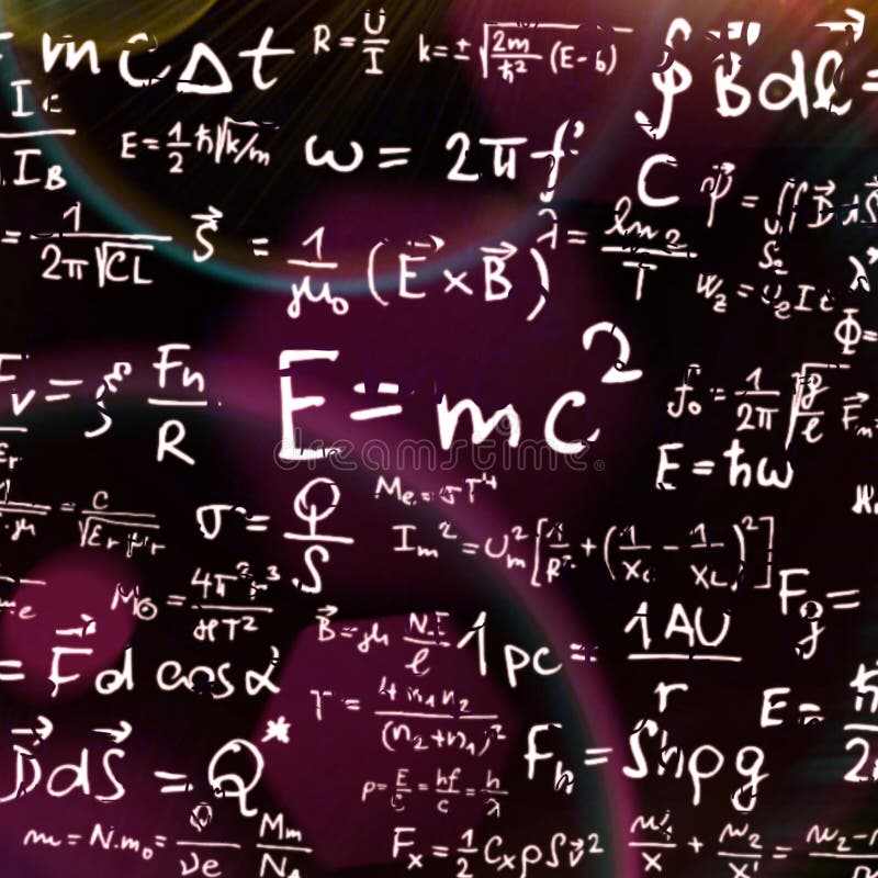 Abstract Pattern of Mathematical Formulas on a Purple Background Stock ...