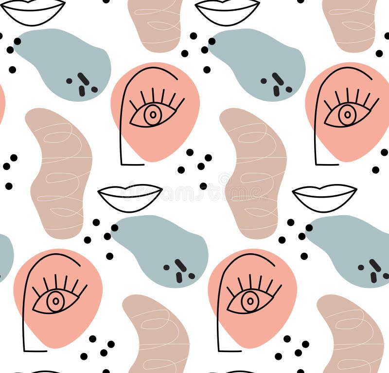 One Line Simple Face Pattern Stock Illustrations – 1,303 One Line ...