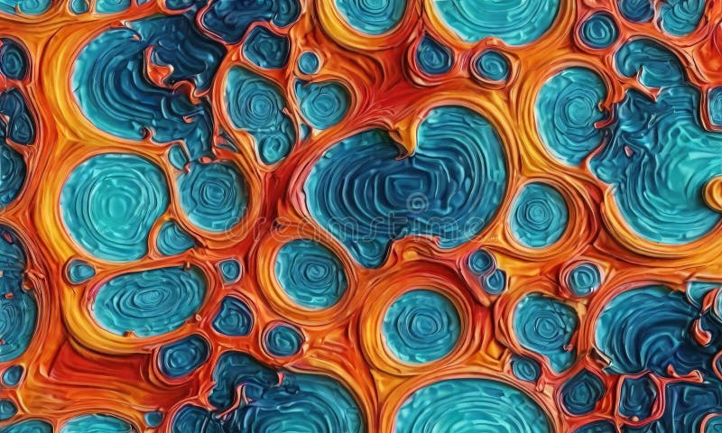 Abstract Pattern Overlapping Circles In Shades Blue And Orange With