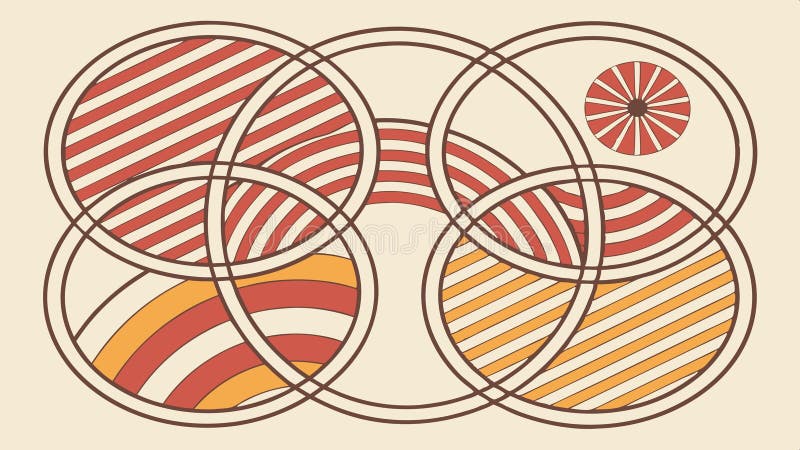 Abstract Pattern Of Overlapping Circular Lines In Warm Colors Vector Design Generative Ai Stock