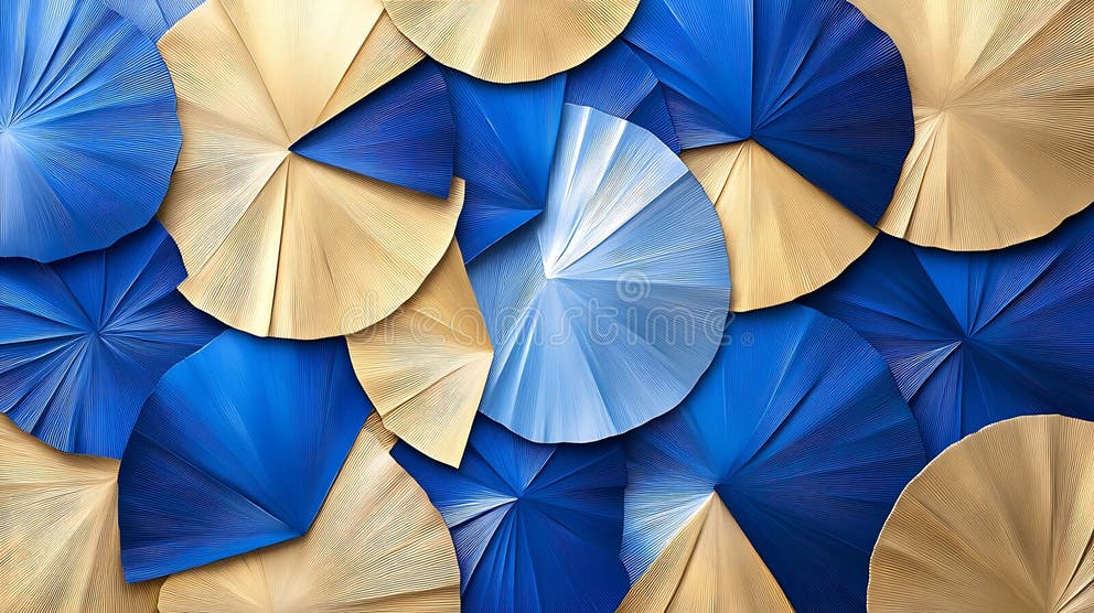 Abstract Pattern of Overlapping Gold and Blue Discs Stock Image - Image ...