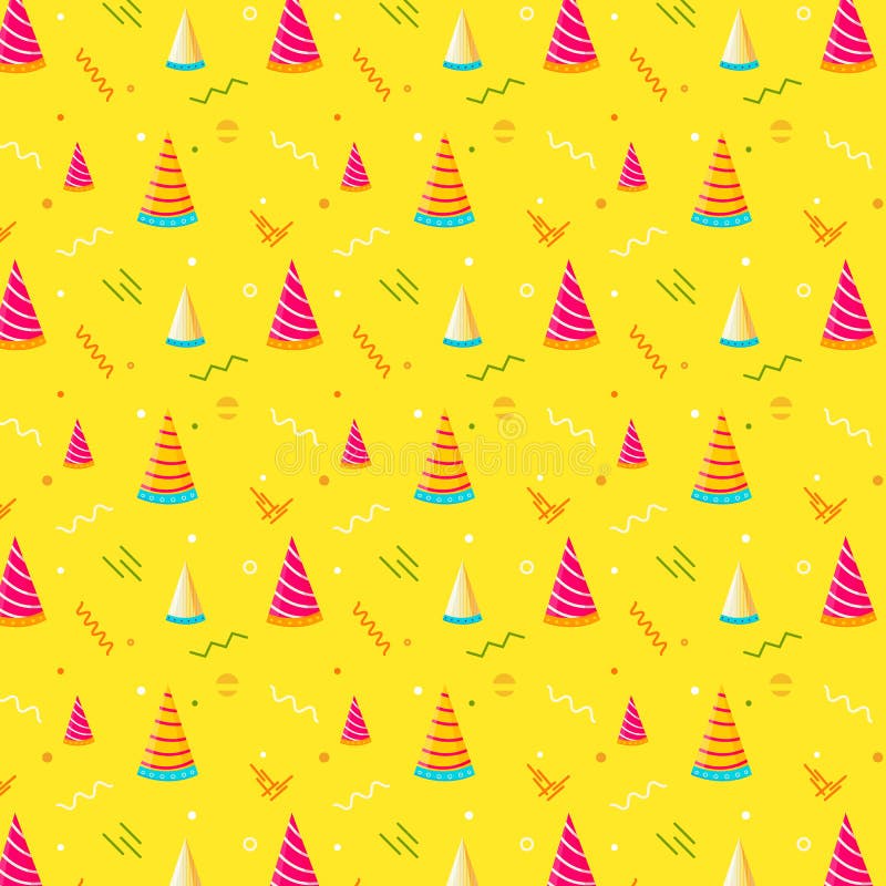 Abstract Pattern with Party Hats and Geometric Shapes . Halloween ...