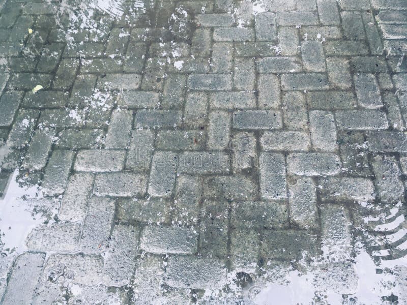 Abstract Pattern of Paver Block in Rain Puddle - Stock Image Stock ...