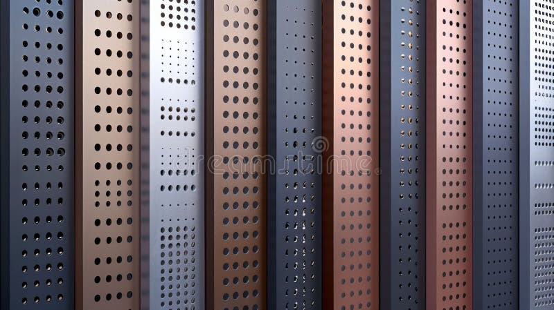 Abstract Pattern of Perforated Metal Panels in Various Colors ...