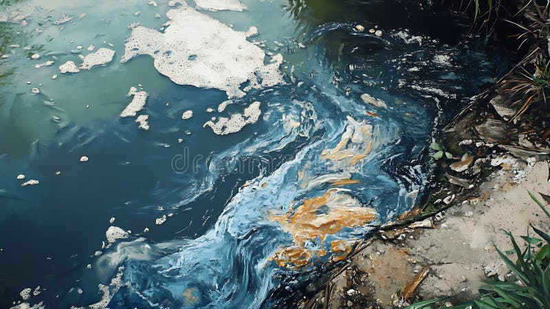 Abstract Pattern of Pollution in a Waterway Stock Illustration ...