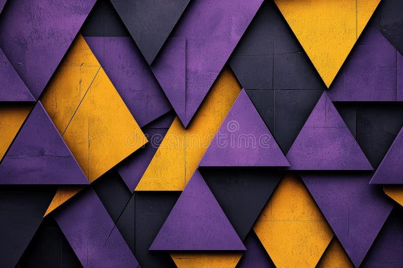 Abstract Pattern of Purple and Yellow Triangles on Dark Textured ...