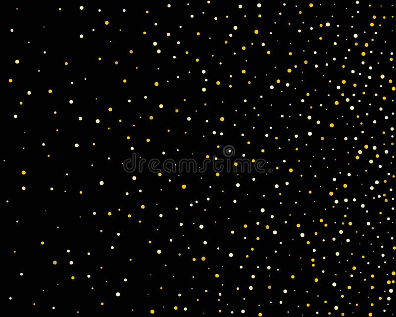 Abstract Pattern of Random Falling Gold Dots on Black Background ...
