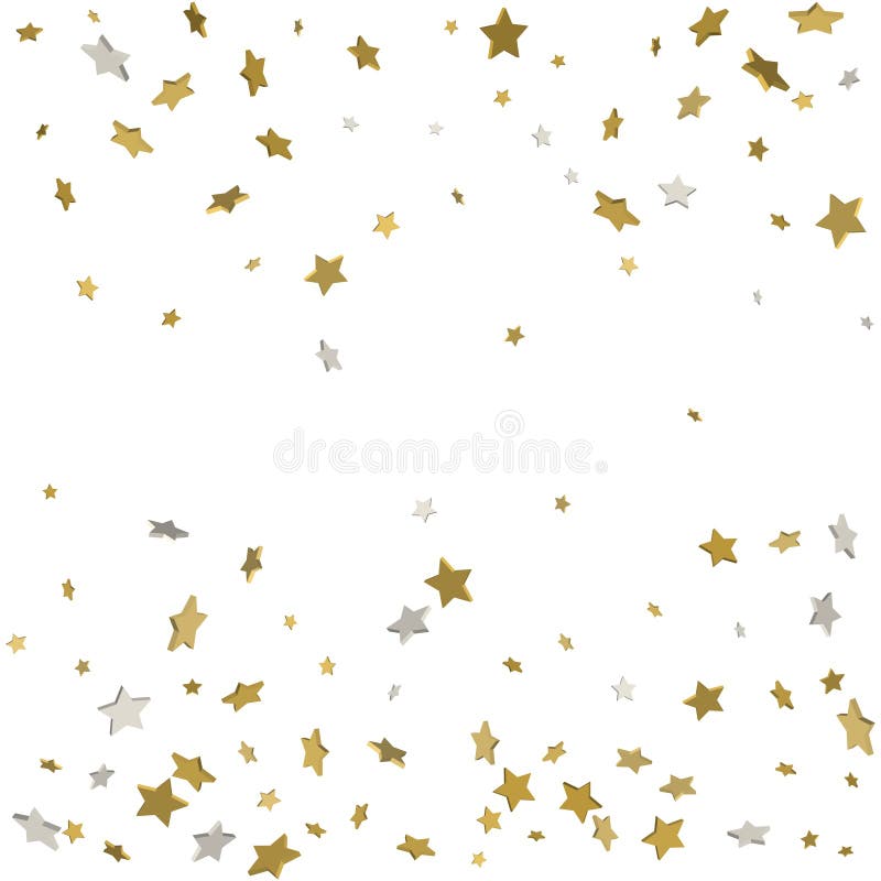 Abstract Pattern of Random Falling Gold Stars on White Background ...
