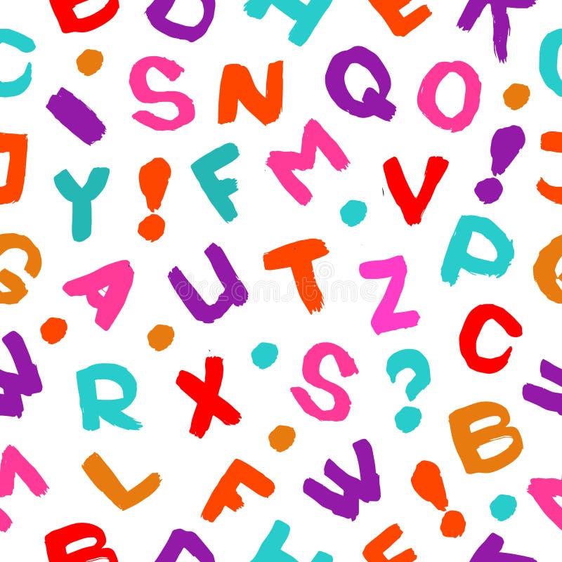 Abstract Pattern Seamless Vector Pattern Background. English Alphabet ...