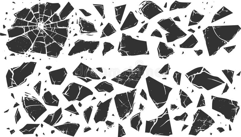 Abstract Pattern of Shattered Glass Pieces on a White Background. Stock ...