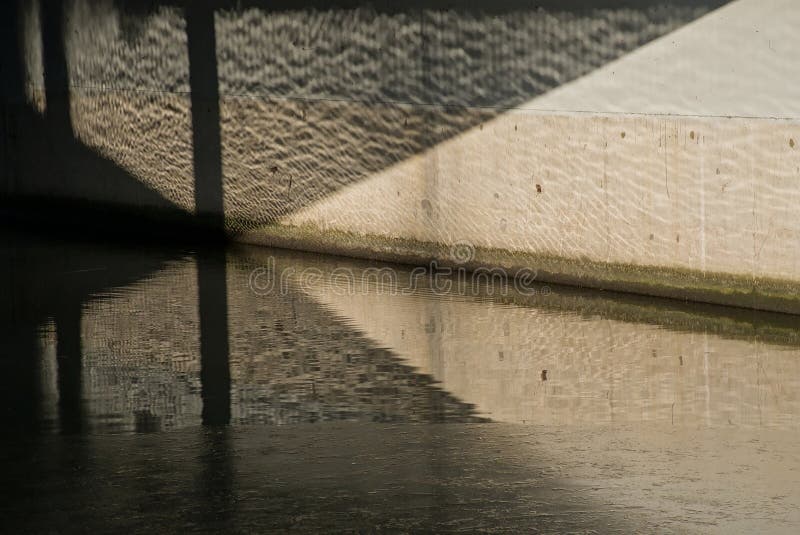Sun and Shadow Reflection in the Water of a Canal Stock Image - Image ...