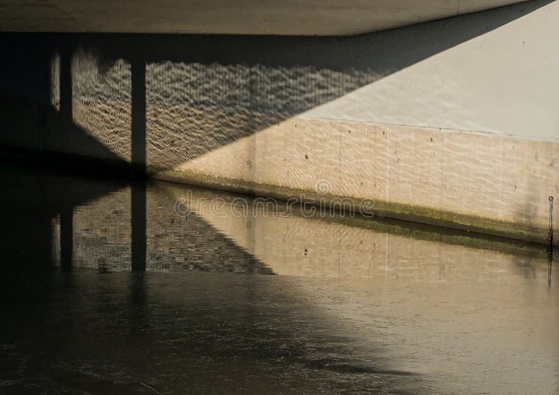 Sun and Shadow Reflection in the Water of a Canal Stock Image - Image ...