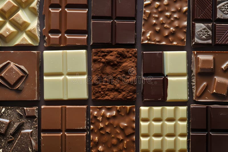Abstract Pattern of Various Chocolate Bars from Top View Stock ...