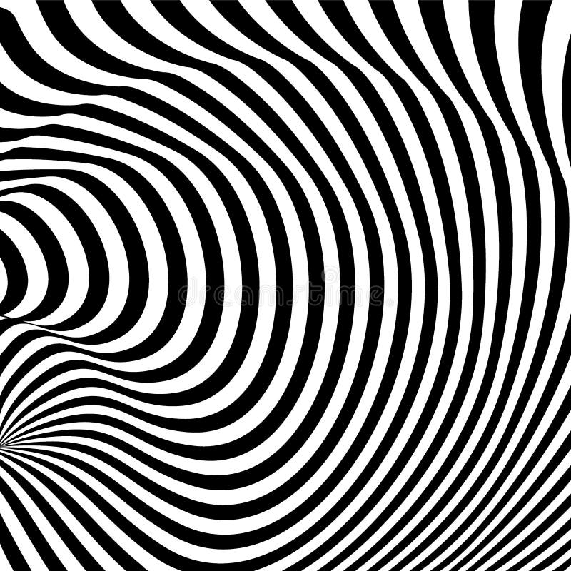 Abstract Pattern of Wavy Black Stripes. Distortion, Analogue of Optical ...