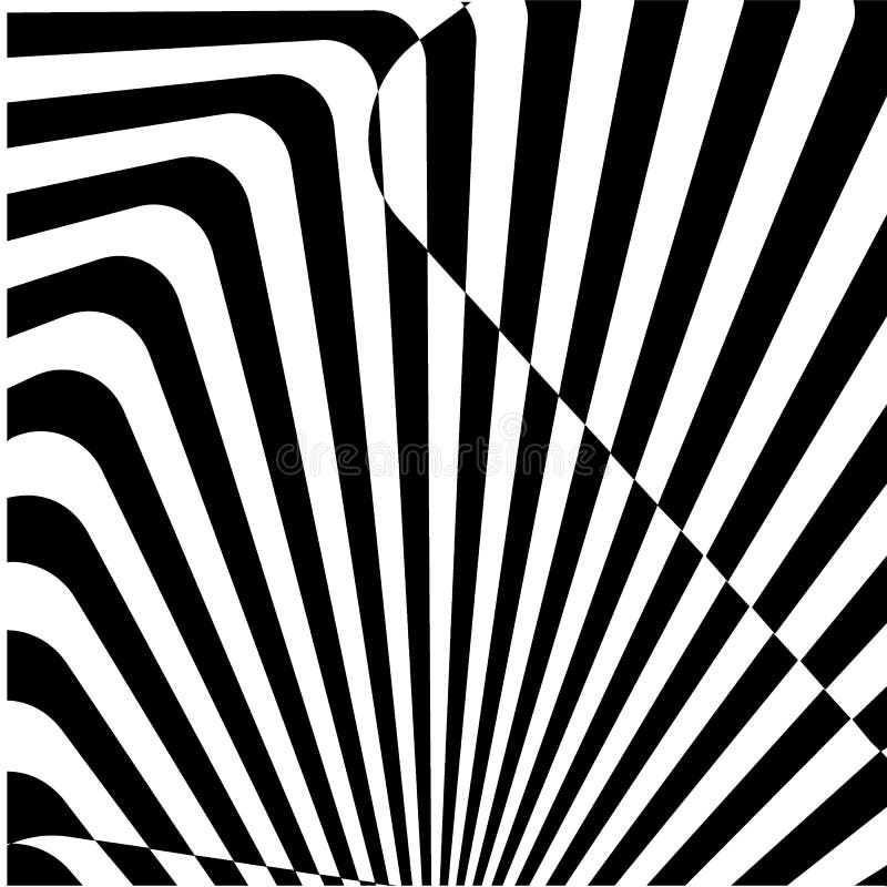 Abstract Pattern of Wavy Black Stripes. Distortion, Analogue of Optical ...