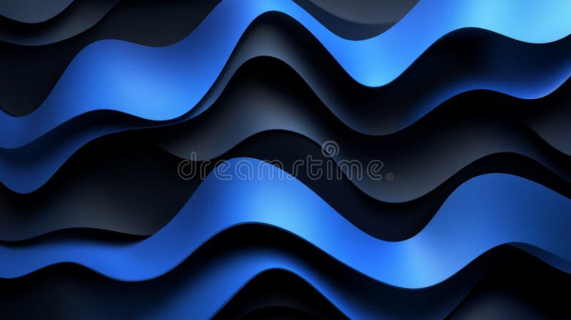 Abstract Pattern of Wavy Blue and Black Shapes Stock Illustration ...