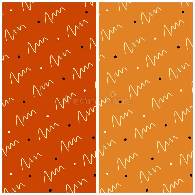 Abstract Pattern with Wavy Lines and Dots on Red and Orange Backgrounds ...