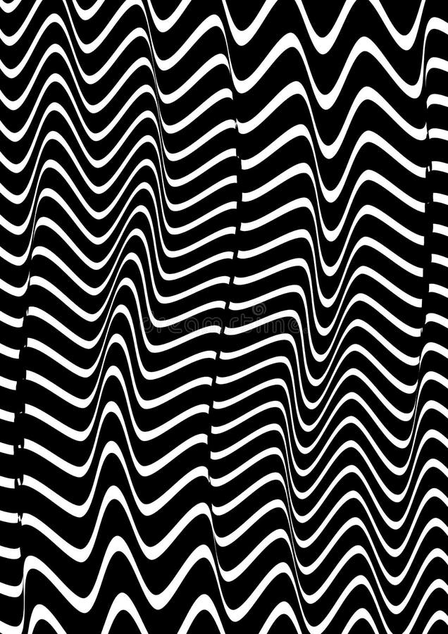 Abstract Pattern of Wavy Stripes or Rippled 3D Relief Black and White ... Abstract Pattern of Wavy Stripes or Rippled 3D Relief Black and White ...