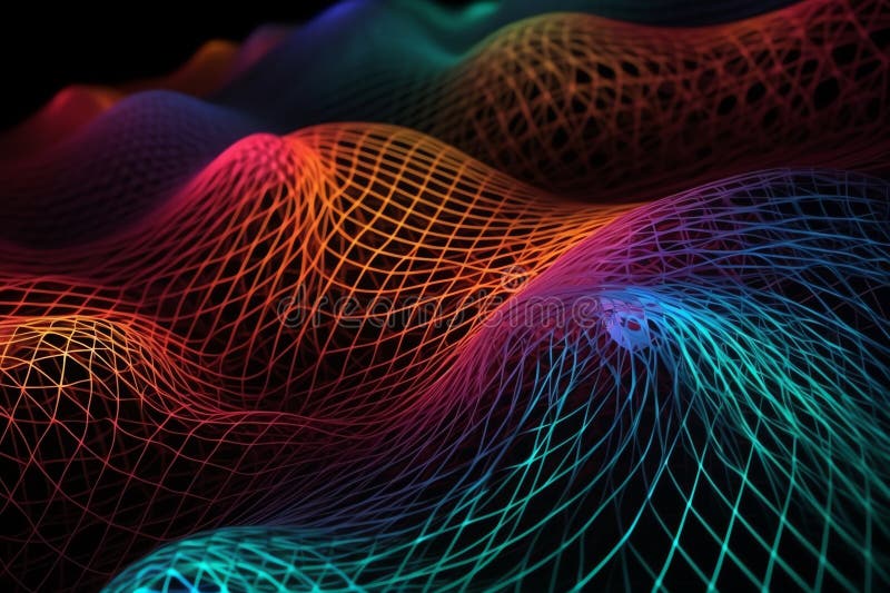 Abstract Pattern with Wireframe and Nice Colorful Glow Design 3d ...