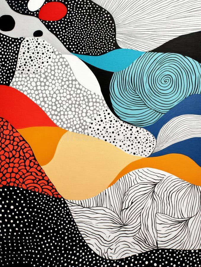 Abstract Patterned Landscape Art a Vibrant Illustration Featuring ...