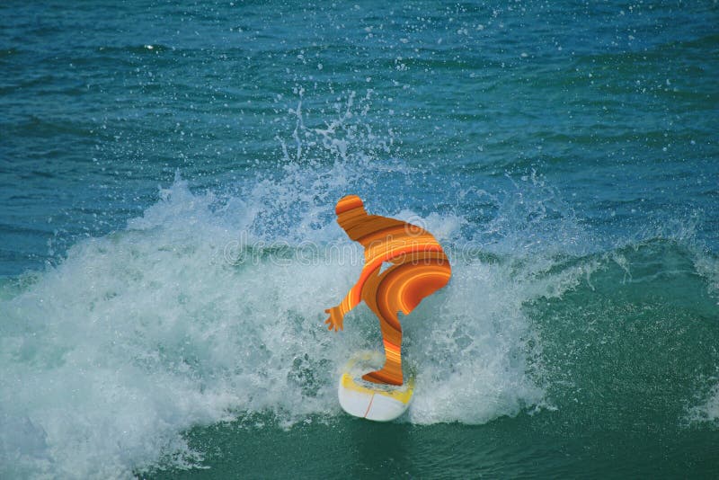 Abstract Patterned Silhouette of a Surfer Riding the Waves Stock Photo ...