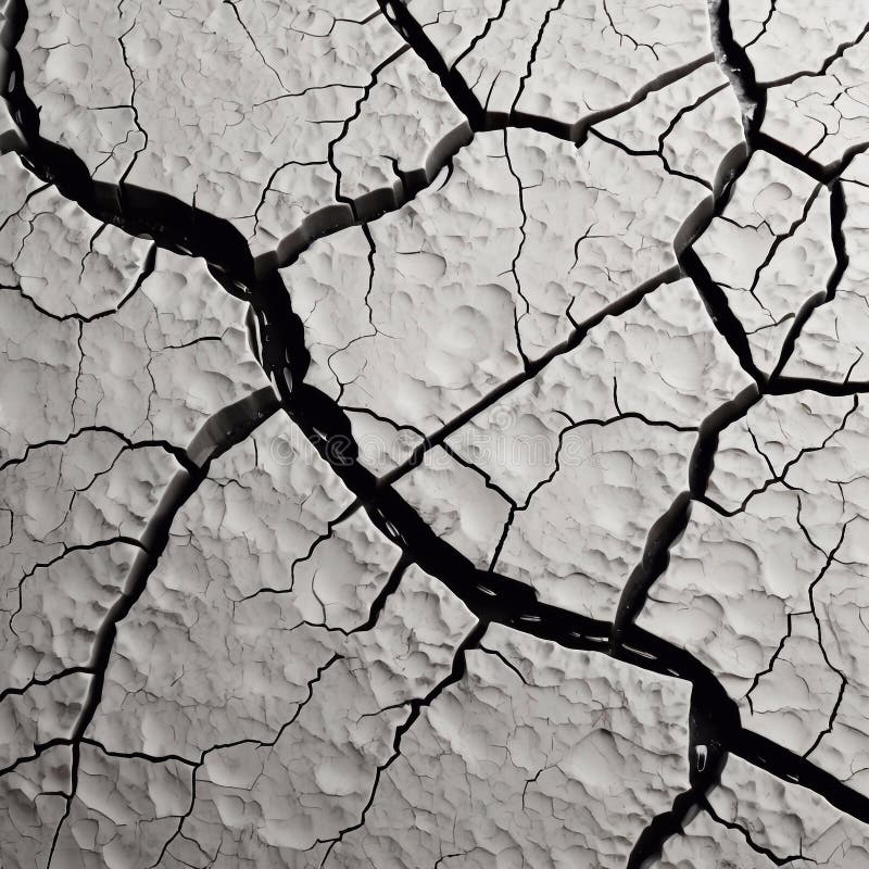 Abstract Patterns of Cracks in Clay Showing Monochrome Broken Ground ...