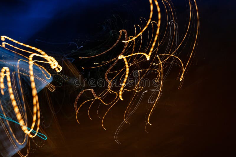 Long Camera Exposures of Artificial Light Sources at Night Stock Photo ...