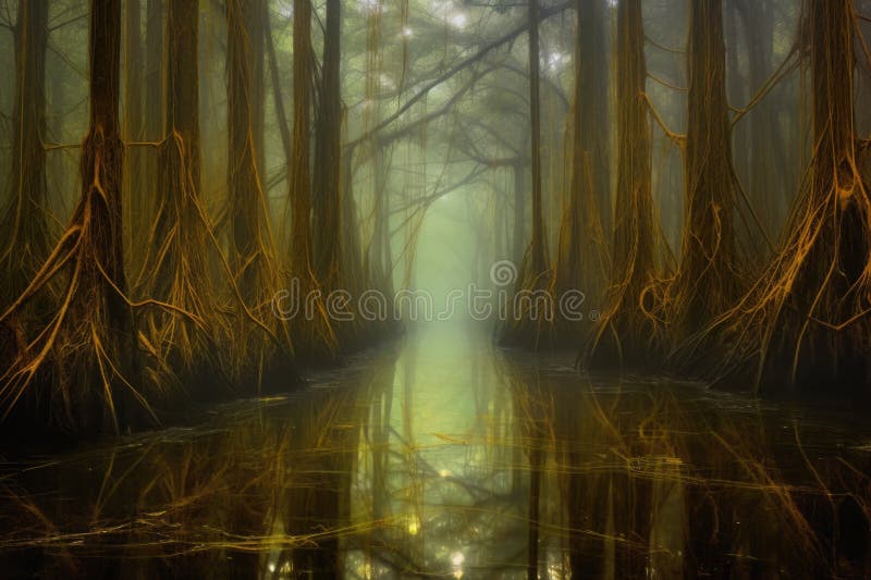 Abstract Patterns of Firefly Light Trails in a Misty Swamp Stock ...
