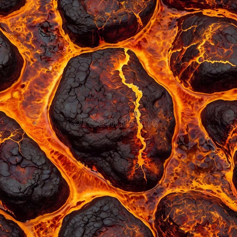 Abstract Patterns of Flowing Lava with Cracked Volcanic Surface, Top ...