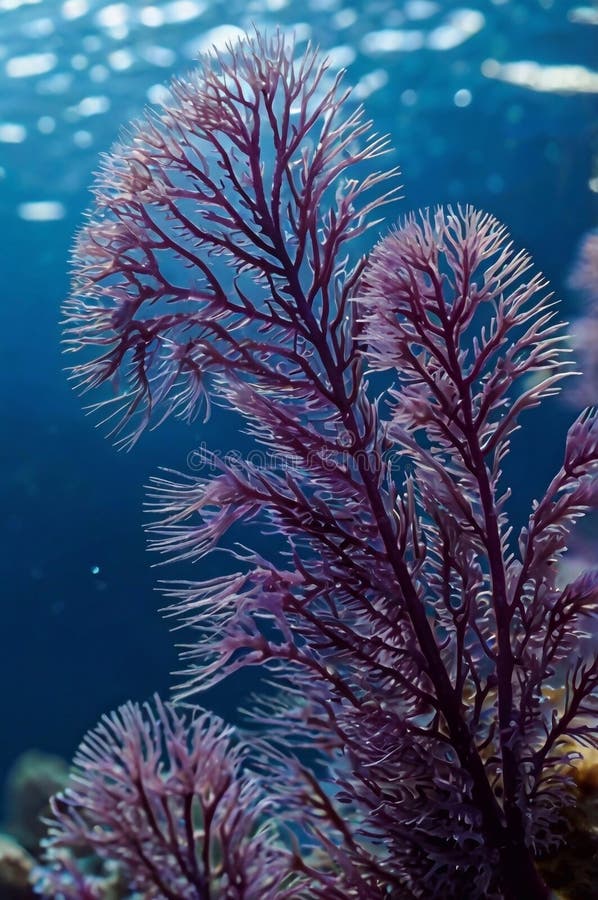 Abstract Patterns of Purple Seaweed, Fine Textures and Branching Fronds ...