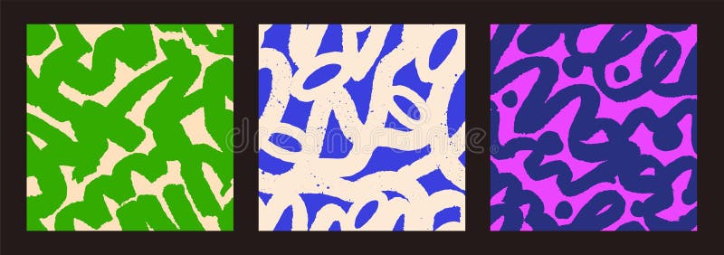 Abstract Patterns Set. Seamless Background with Brushstrokes, Freestyle ...
