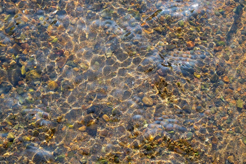 Abstract Patterns and Shapes Reflection of Sunlight on Rocky River ...