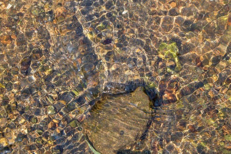 Abstract Patterns and Shapes Reflection of Sunlight on Rocky River ...
