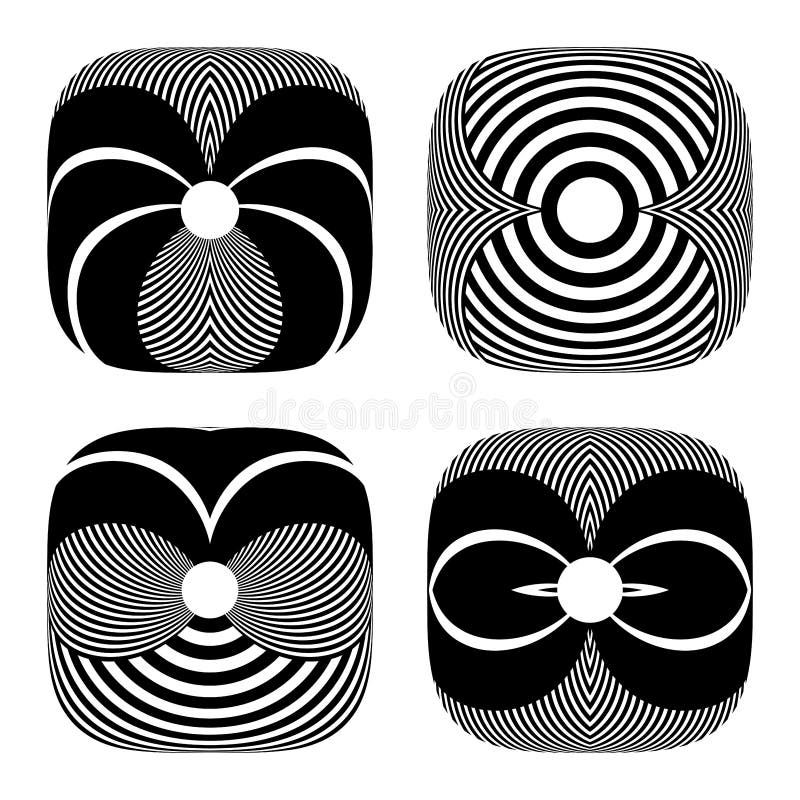 Abstract Patterns on Square Shape. Design Elements Set Stock Vector ...