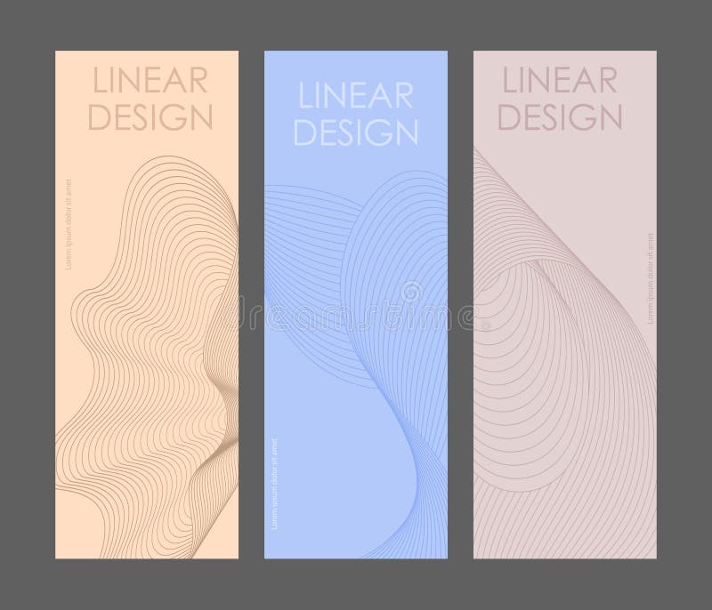 Abstract Patterns of Wavy Parallel Lines. Template for Postcards ...