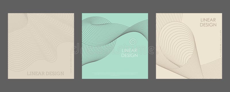 Abstract Patterns of Wavy Parallel Lines. Template for Postcards ...