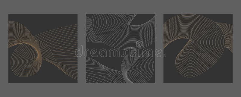 Abstract Patterns of Wavy Parallel Lines. Template for Postcards ...