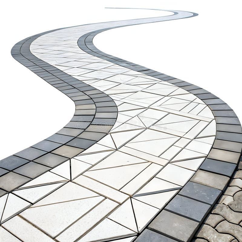 Abstract Paved Tiles Path Isolated on White Background Stock ...
