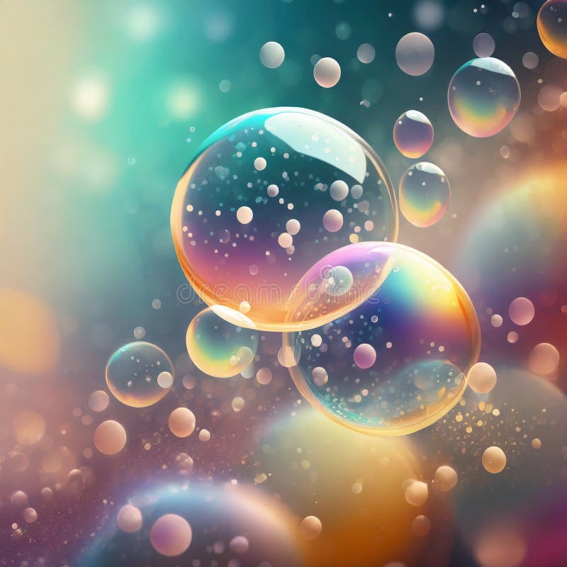 Abstract Pc Desktop Wallpaper Background with Flying Bubbles on a ...
