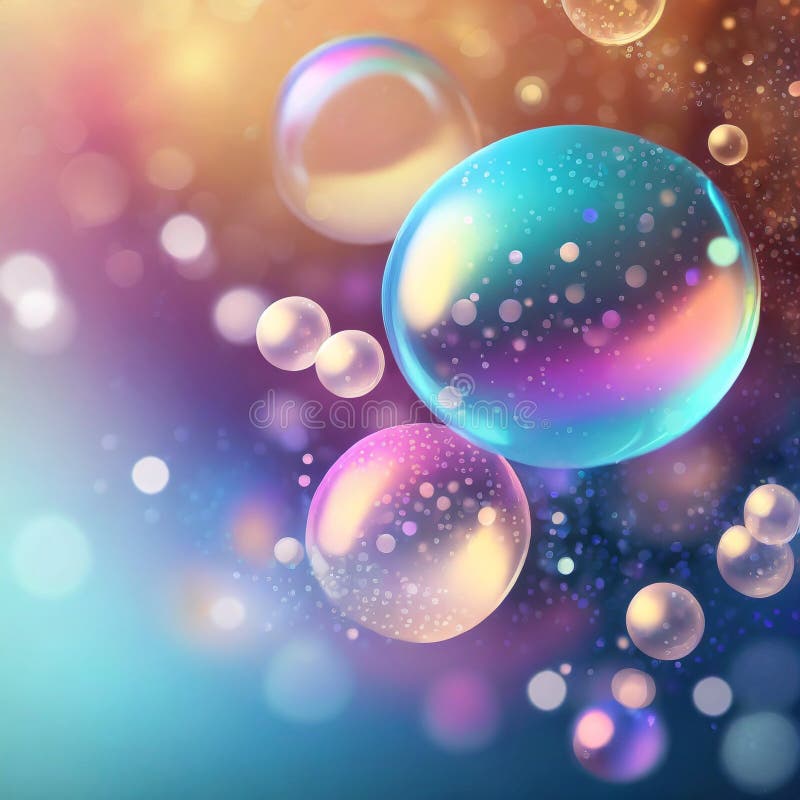 Abstract Pc Desktop Wallpaper Background with Flying Bubbles on a ...