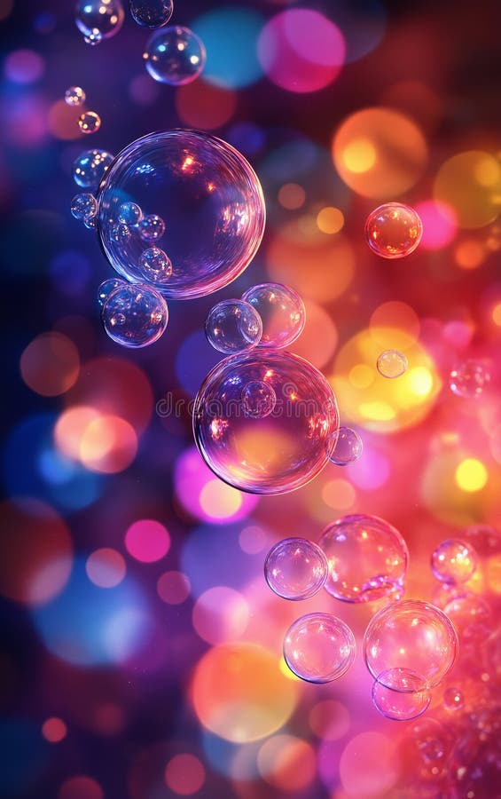 Abstract Pc Desktop Wallpaper Background with Flying Bubbles Stock Photo - Image of sphere ...