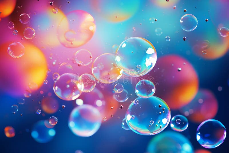 Abstract Pc Desktop Wallpaper Background with Flying Colorful Bubbles ...