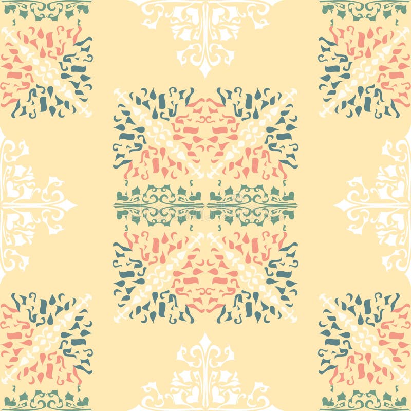 Abstract Peach and Green Pattern on Cream Stock Vector - Illustration ...