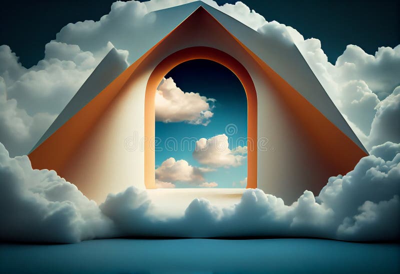 Abstract Peachy Background with Blue Sky Inside Stock Photo - Image of ...