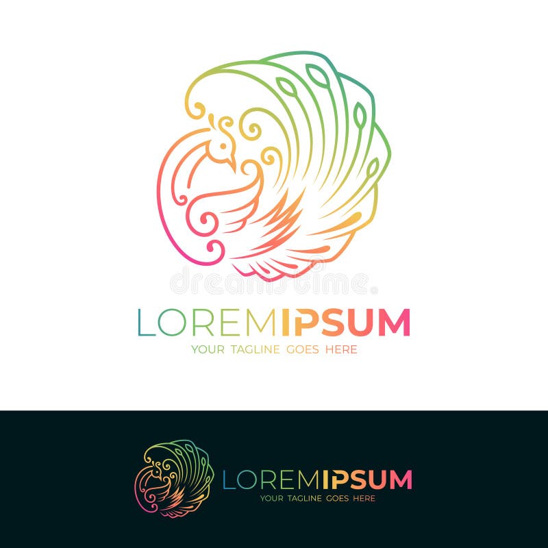 Abstract Peacock Logo with Colorful Design Vector, Beautiful Tail Stock ...