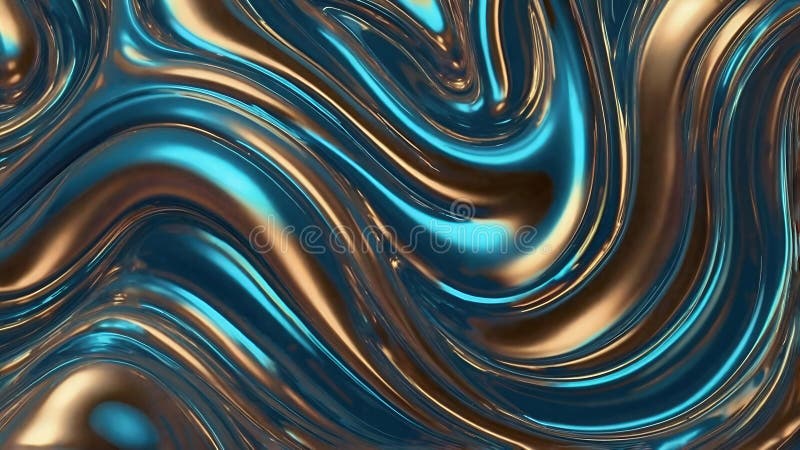 Abstract Pearlescent Fluid Liquid Metal Curved Wave in Motion. Mirror ...
