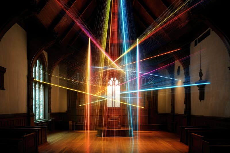 Abstract Pendulum Installation with Light Trails Stock Illustration ...